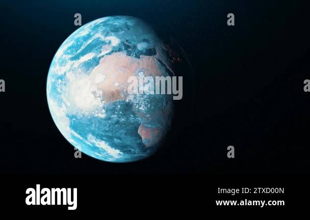 Abstract animation of beautiful Planet Earth rotation in space ...