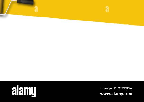 Yellow Paint Roller Background Transition Filling/ 4k animation of a ...