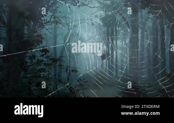 Spider Web in Haunted Forest 4K features an animated spider web in the ...