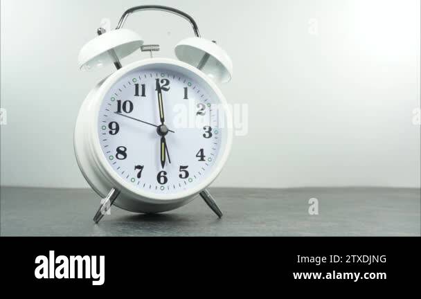 Time to get up. red clock walking time on large analog clock face ...