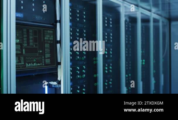 Computer login screen in a modern data center Stock Video Footage - Alamy