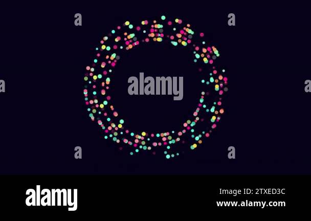 Round colored frame of rotating particles, balls. Flat style. Looped ...