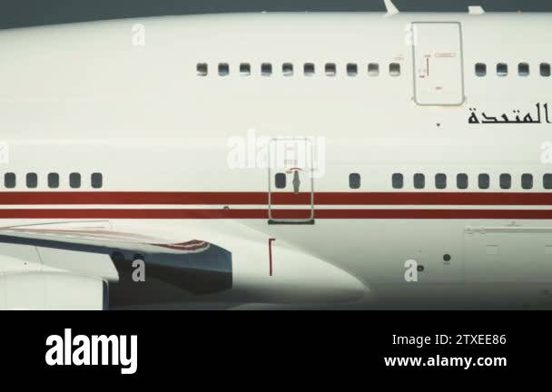 Closeup fuselage of Boeing 747 of UAE Stock Video Footage - Alamy