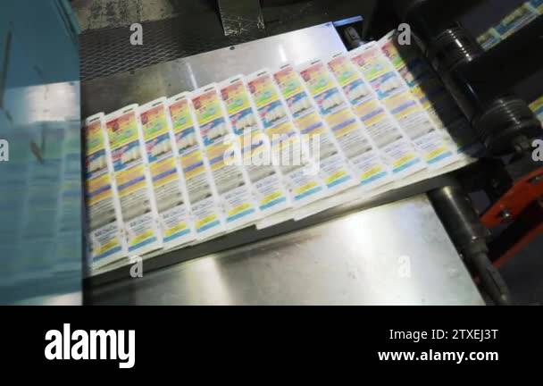 Newspaper printing process in printing house. The circulation of the ...