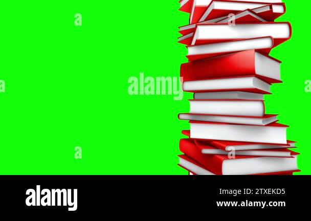 Red Books Stack (Loop on Green Screen Stock Video Footage - Alamy