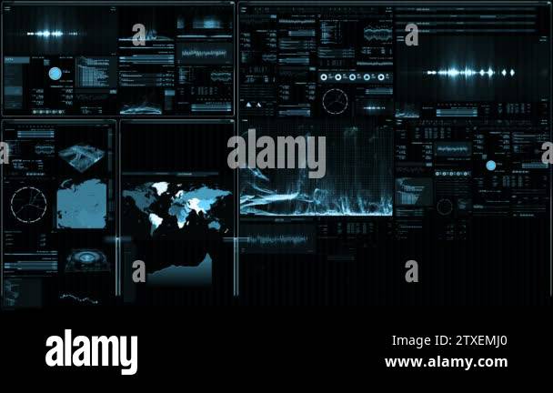 Futuristic digital interface screen. Streaming and flashing computer ...