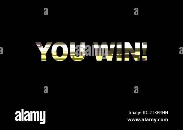 neon glitch YOU WIN text animation background logo seamless loop New ...
