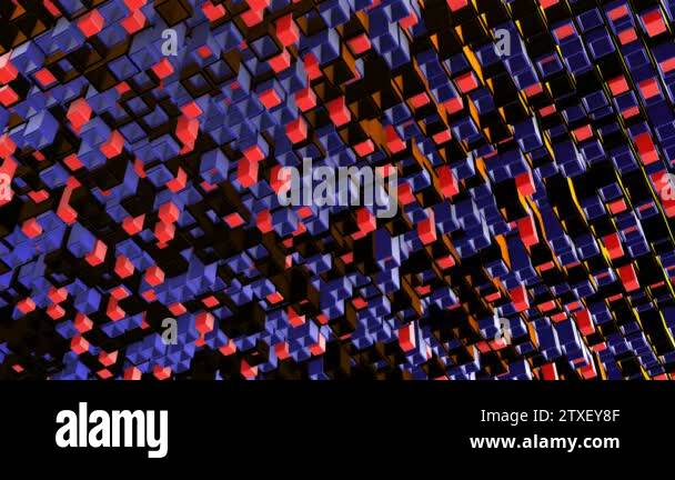 Moving chaotically rectangular colored illuminated 3D objects with ...