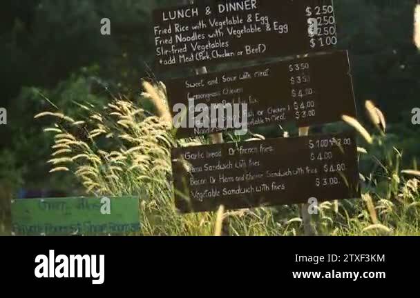 Handwritten food menu on blackboard in front of the entrance to the ...