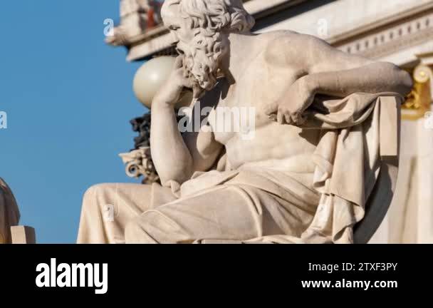 classic statues of Greek philosophers Plato and Socrates Stock Video ...