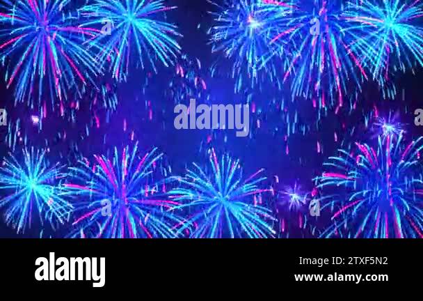 Bright fireworks in the night sky with stars. Colorful fireworks on a ...