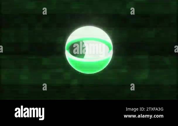 green eye watching on glitch lcd led screen display background ...