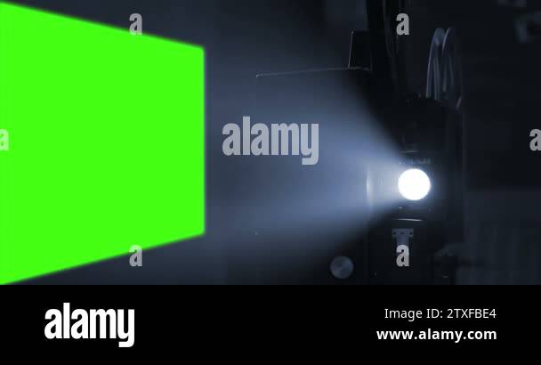 old movie film projector with 16 x 9 aspect ratio chroma key green ...