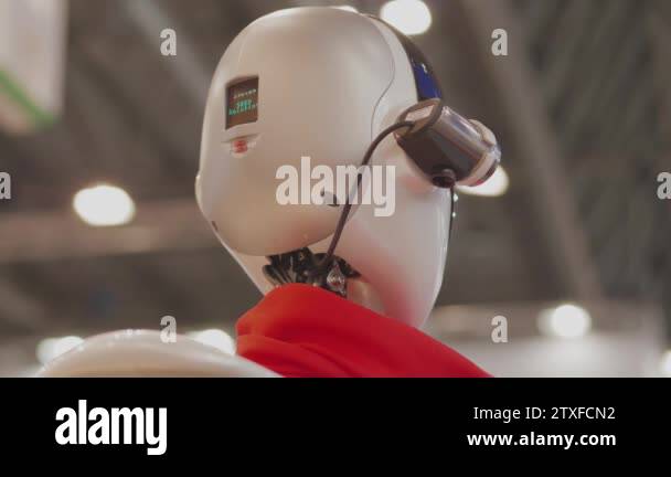 Brno, Czech Republic - 10/08/2019: Humanoid robot with display on front ...