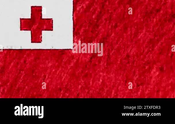 stop motion pastel chalk crayon drawn Tonga flag cartoon animation ...