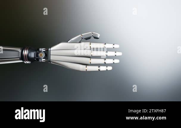 Robotic hand giving thumb up. Futuristic cyborg, metal shines, abstract ...