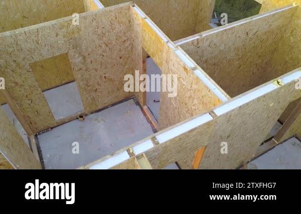 Construction of new and modern modular house. Walls made from composite ...