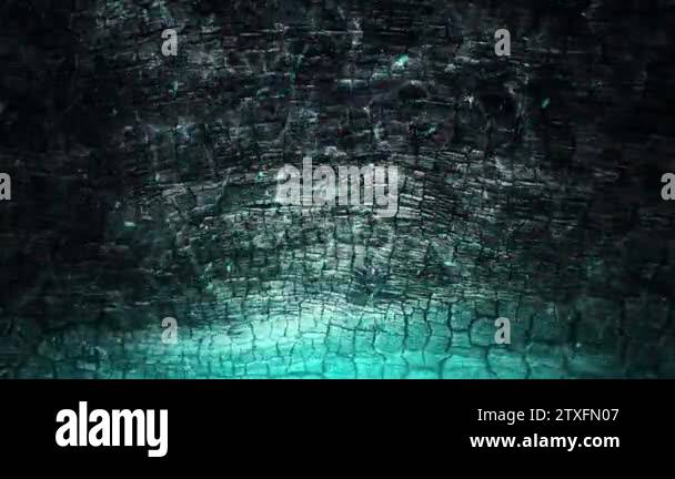 Animation of turquoise glowing sparks from burning fire flying on burnt ...