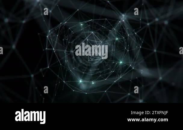 Digital Tunnel Network. Beautiful Looped 3d Animation with Lines and Flickering Lights. Digital ...