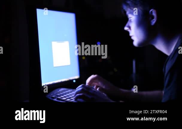 Man computer dark room Stock Videos & Footage - HD and 4K Video Clips ...