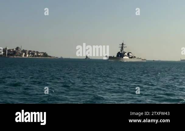 USS Porter (DDG-78) is an Arleigh Burke-class destroyer passes ...