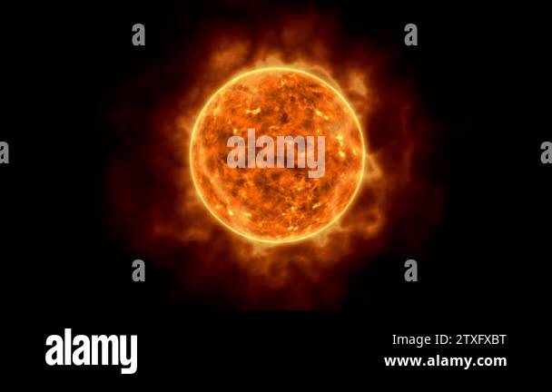 Sun star surface with solar flares, burning of sun animation 3D ...