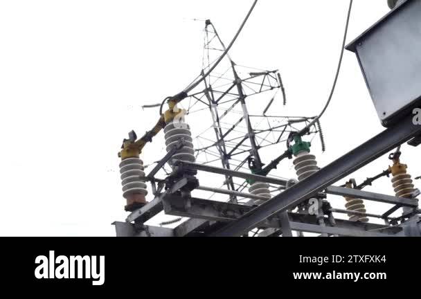 Electrical substation equipment: electricity transmission line ...