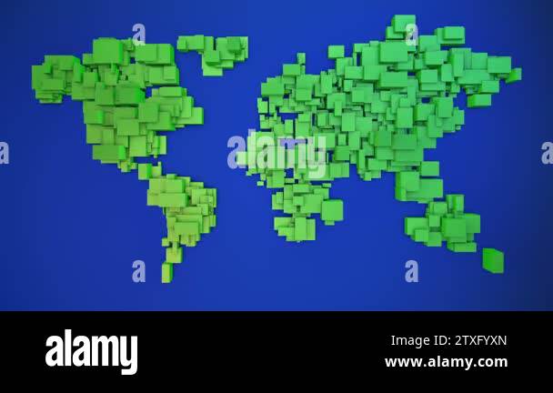 World map formed by scaling 3d cubes background loop Stock Video ...