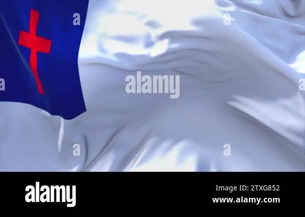 347. Christian Flag Waving in Wind Continuous Seamless Loop Background ...