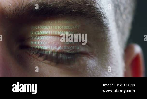 Human Eye Scan Technology Interface Animation Blue human eye in extreme ...