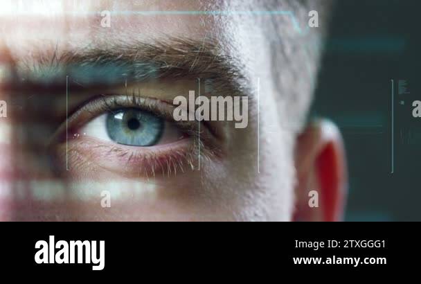 A woman watches with a futuristic look with glasses augmented reality ...