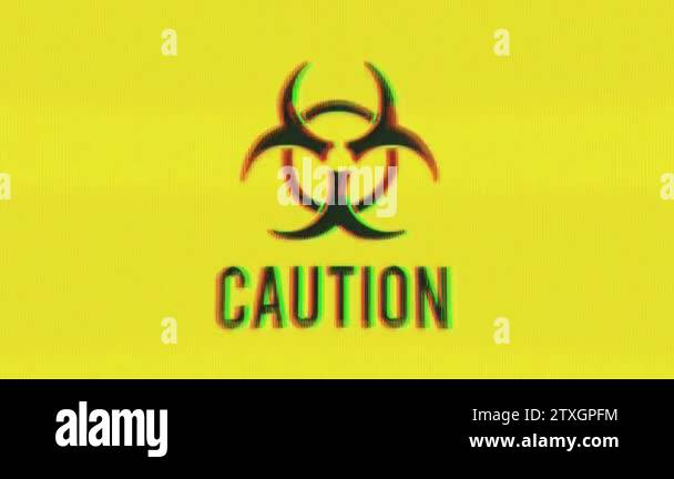 Caution Hazard Icon On Bad Old Film Tape/ Animation of a caution ...