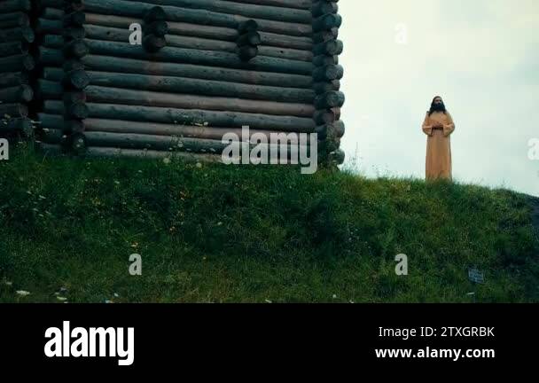 An ancient Slavic pagan city built of wood, excellent scenery for a ...