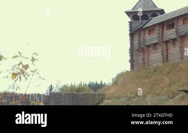 An ancient Slavic pagan city built of wood, excellent scenery for a ...
