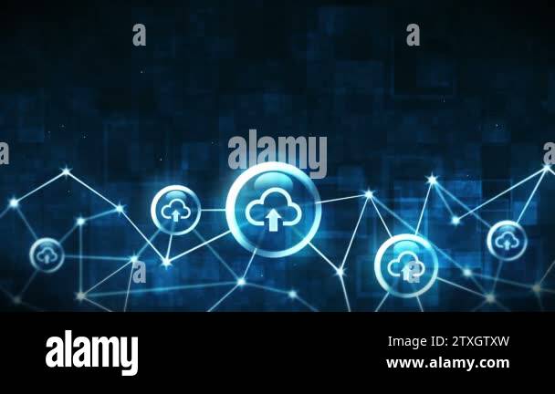 Server data space with cloud icons floating. Internet connection ...