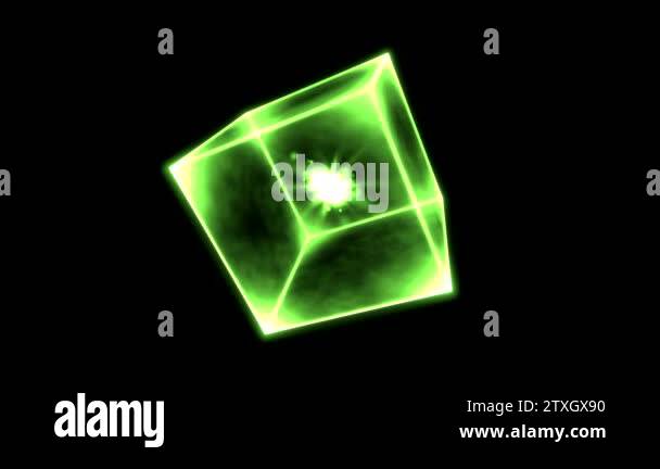 Rotating Glowing Cube Animation - Loop Green Stock Video Footage - Alamy