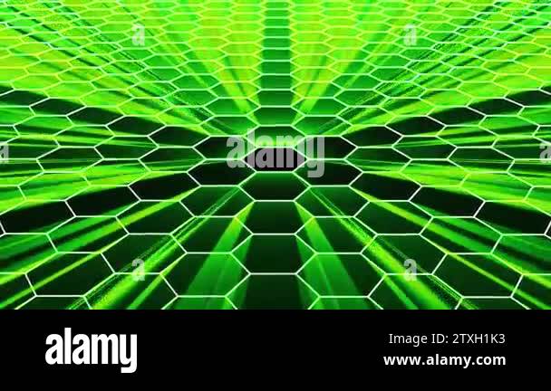 Shiny Hexagonal Grid Net Field Landscape Seamless Loop Drawing Motion