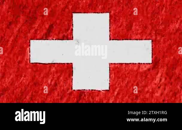 stop motion pastel chalk crayon drawn Switzerland flag cartoon ...