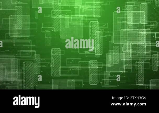 Motion of abstract digital squares. Seamless loop animation of green technology background Stock ...