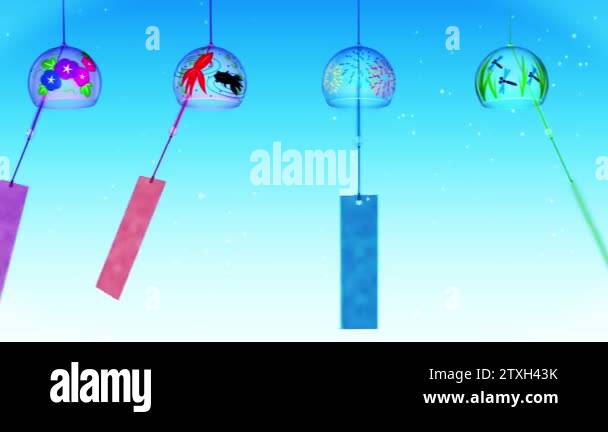 Japanese traditional summer landscape with wind chime. Colorful wind ...