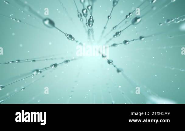 Abstract animation of water drops gliding along lines on green ...