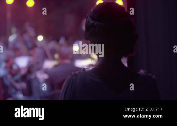 Woman actress singer backstage before going on stage Stock Video ...