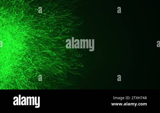 Abstract dark background with animation of slow moving green particles. Animation of seamless ...