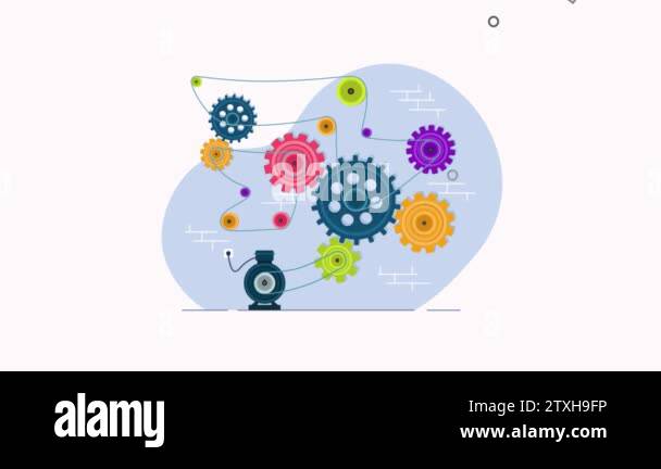 Mechanism from rotating gears and cogs. Collaboration and teamwork ...