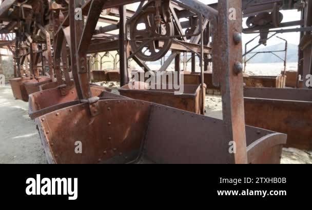 Second station of old Cable Car Chilecito-La Mejicana mine. Detail of ...