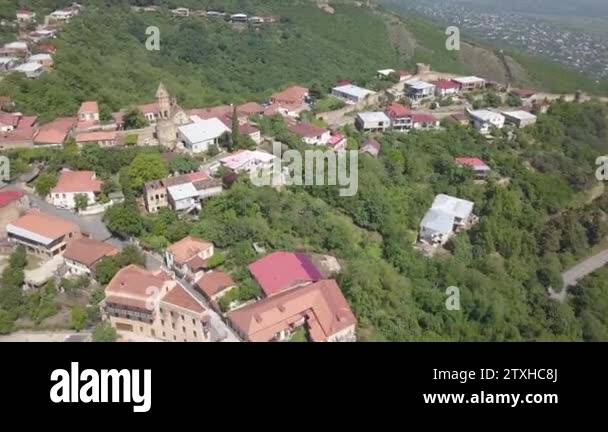 Aerial fast move footage to Sighnaghi city - georgian town Signagi in ...