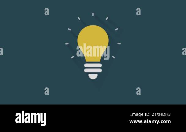 Loop animated light bulb icon. Motion graphics flat animation with long ...