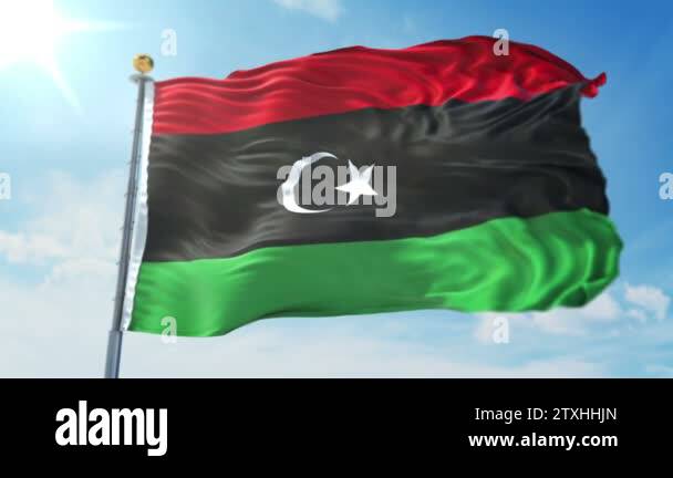 Libya flag seamless looping 3D rendering video. 3 in 1: Includes ...