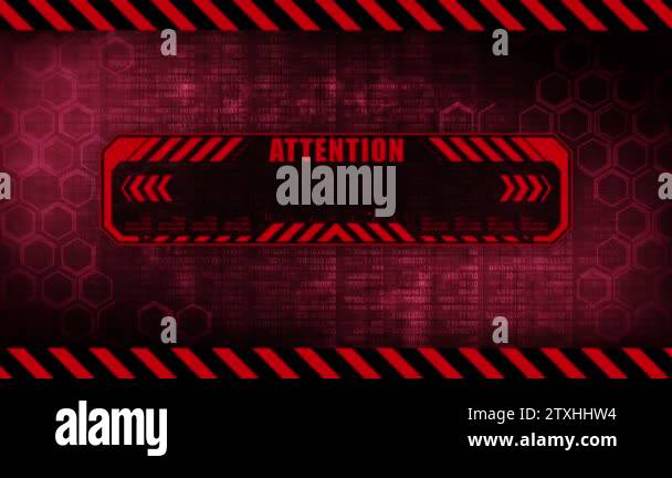 Attention message with copy space. Hexagon geometric design and binary ...