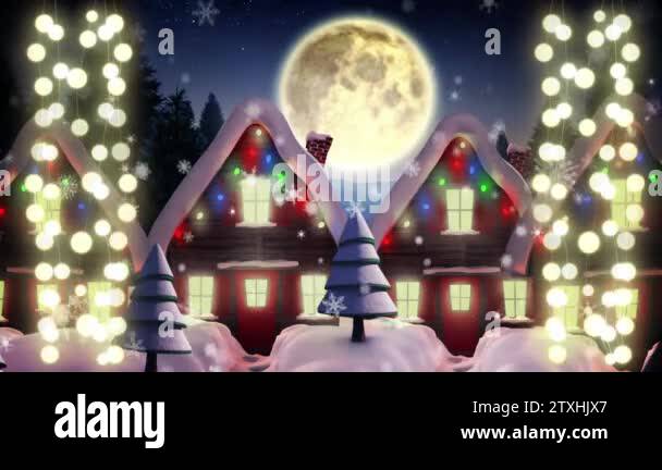 Animation of a Christmas decoration of strings of glowing fairy lights ...